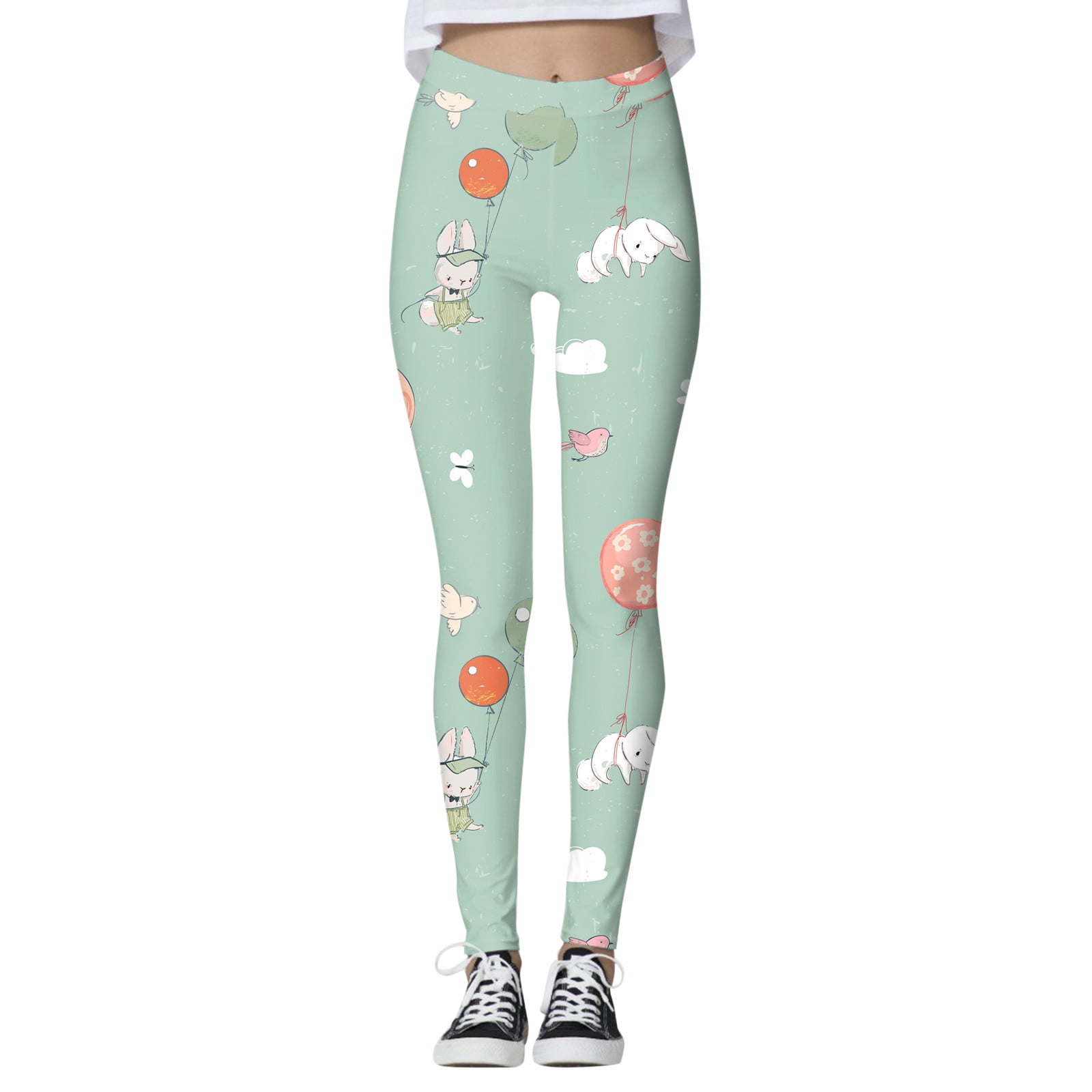 Easter Womens Leggings Tummy Control Festival Printed Tights Running ...