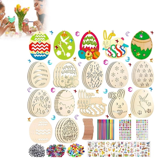 Easter Wood Cutouts for Crafts Unfinished Ornaments DIY with Rabbits to ...