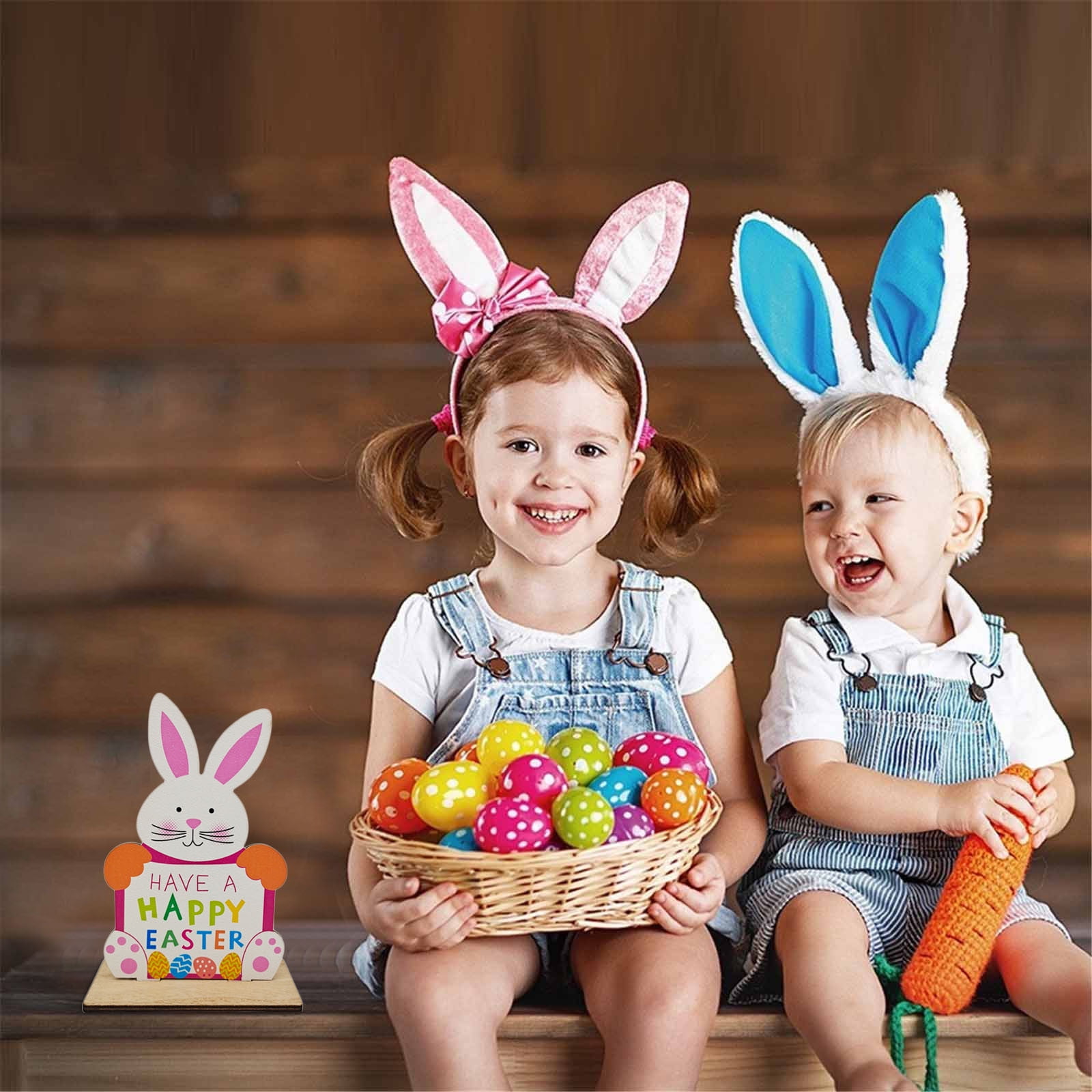 Easter Wood Decor Easter Bunny Wooden Craft Ornament Desktop Decoration ...