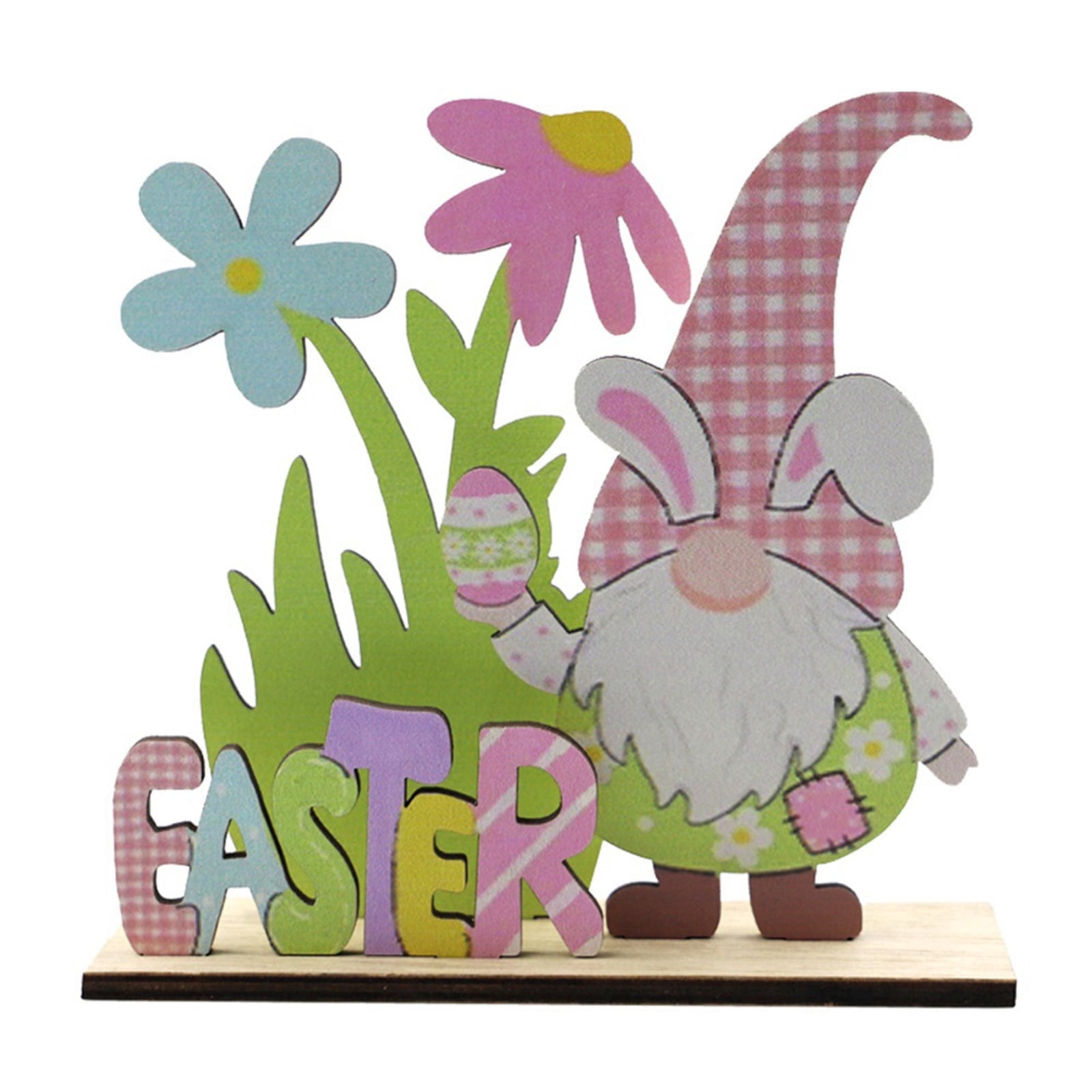 Easter Wooden Blocks Decorations Signs Happy Easter Bunny Wood Table ...