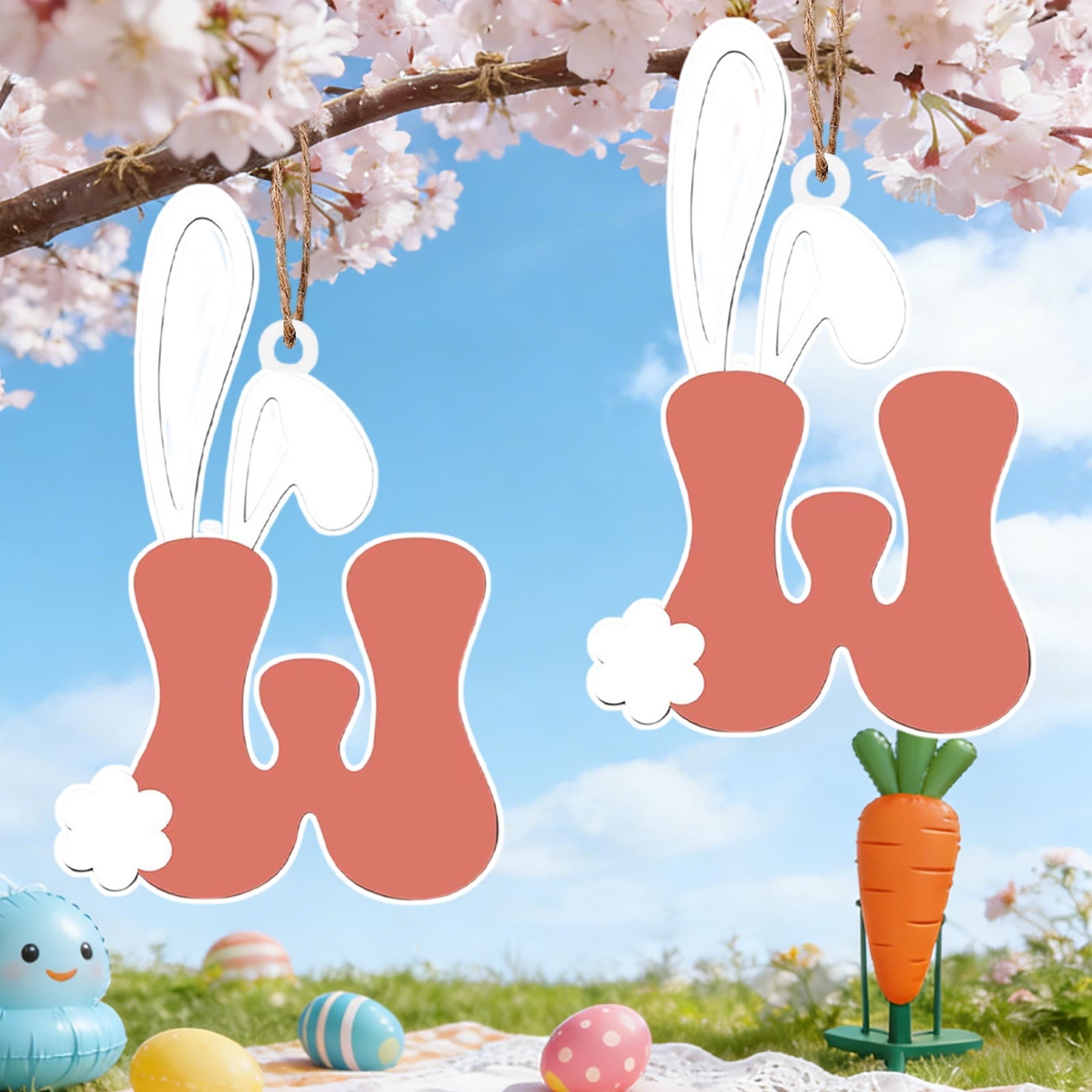 Easter Wooden Bunny Ear Letter Decor, Rabbit Ear Alphabet Ornament for ...