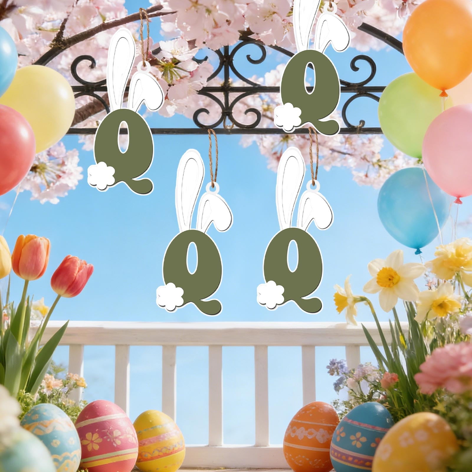 Easter Wooden Bunny Ear Letter Ornament, Spring Holiday Alphabet ...