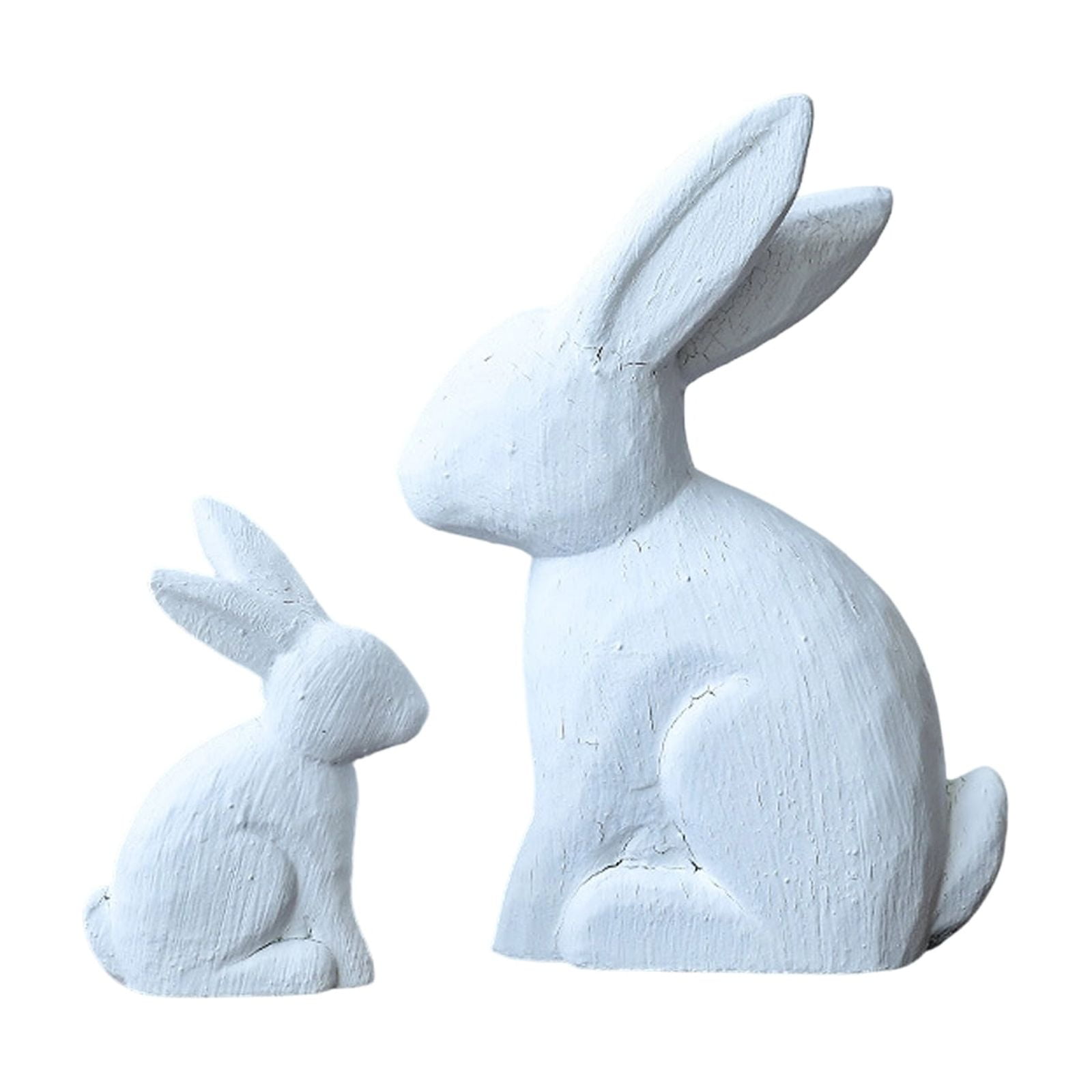 Easter Wooden Bunny Figurines Set Of 2, Versatile Home Decor For Living ...