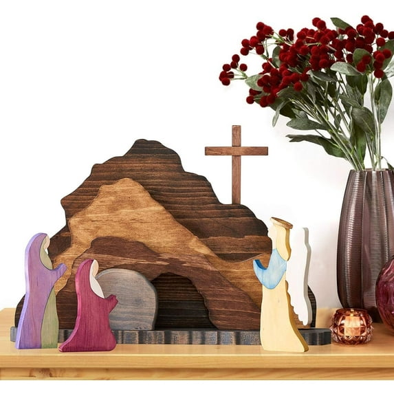 Easter Wooden Decoration - Home Table Jesus Nativity Scene Decorations ...