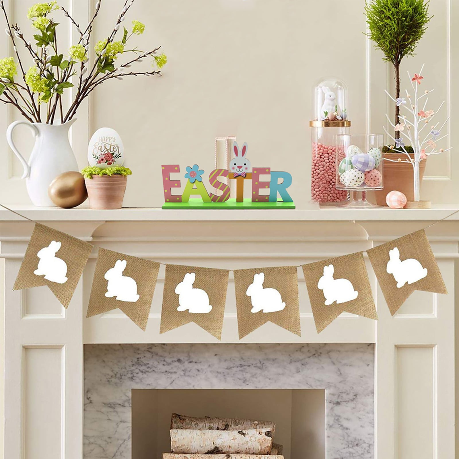 Easter Wooden Desktop Bunny Chick Letter Plaque Desktop Craft Ornament ...