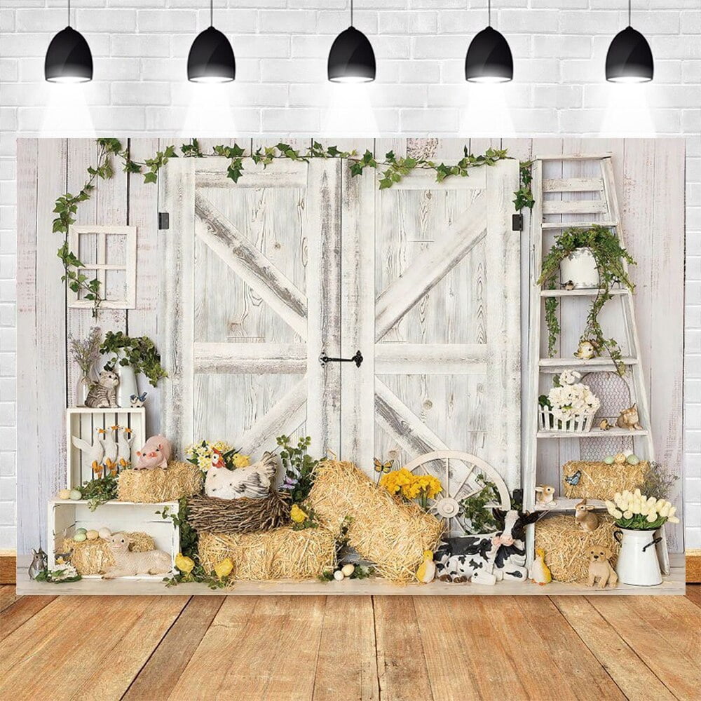 Easter Wooden Door Barn Flower Egg Backdrop Baby Shower Birthday Party ...