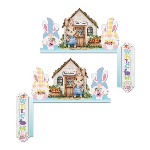 Easter Wooden Door Topper 2PCS Cute Easter Egg and Rabbit Door Corner ...