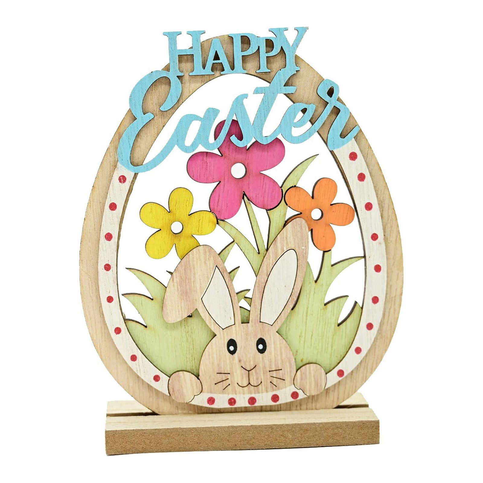 Easter Wooden Egg Crafts Rabbit Decorative Desktop Ornaments Ornament ...