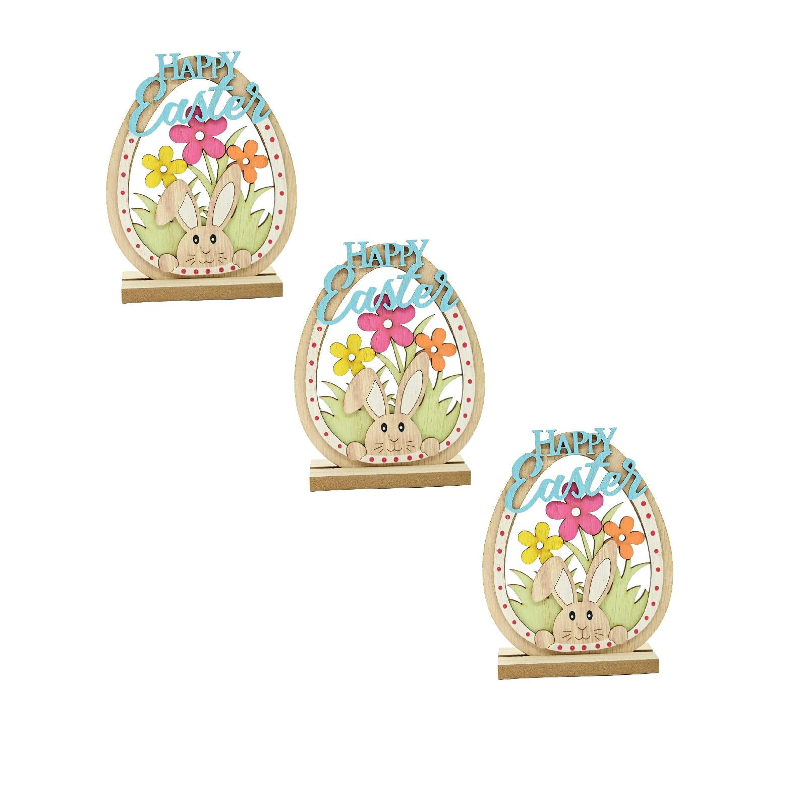 Easter Wooden Egg Desktop Ornaments Creative Rabbit Decorative Crafts ...
