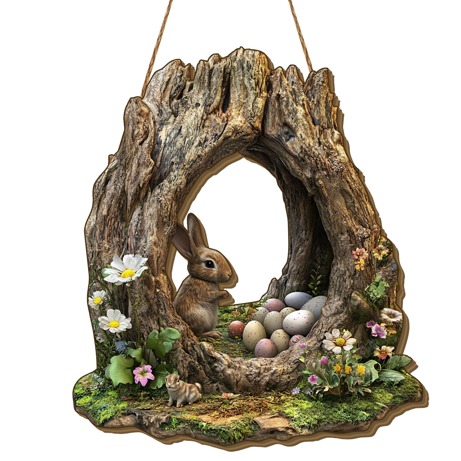 Easter Wooden Hanging Sign Easter Bunny Door Hanger Easter Welcome Door ...
