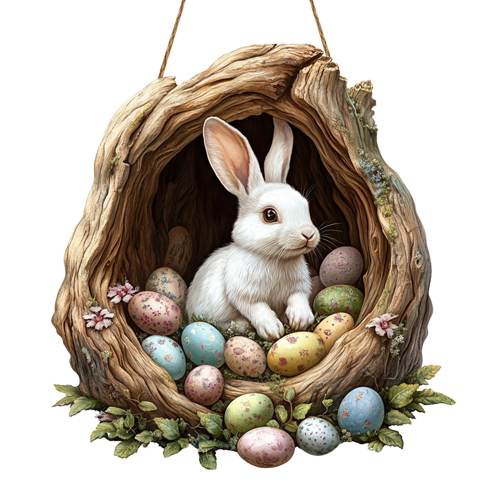 Easter Wooden Hanging Sign Easter Bunny Door Hanger Easter Welcome Door ...