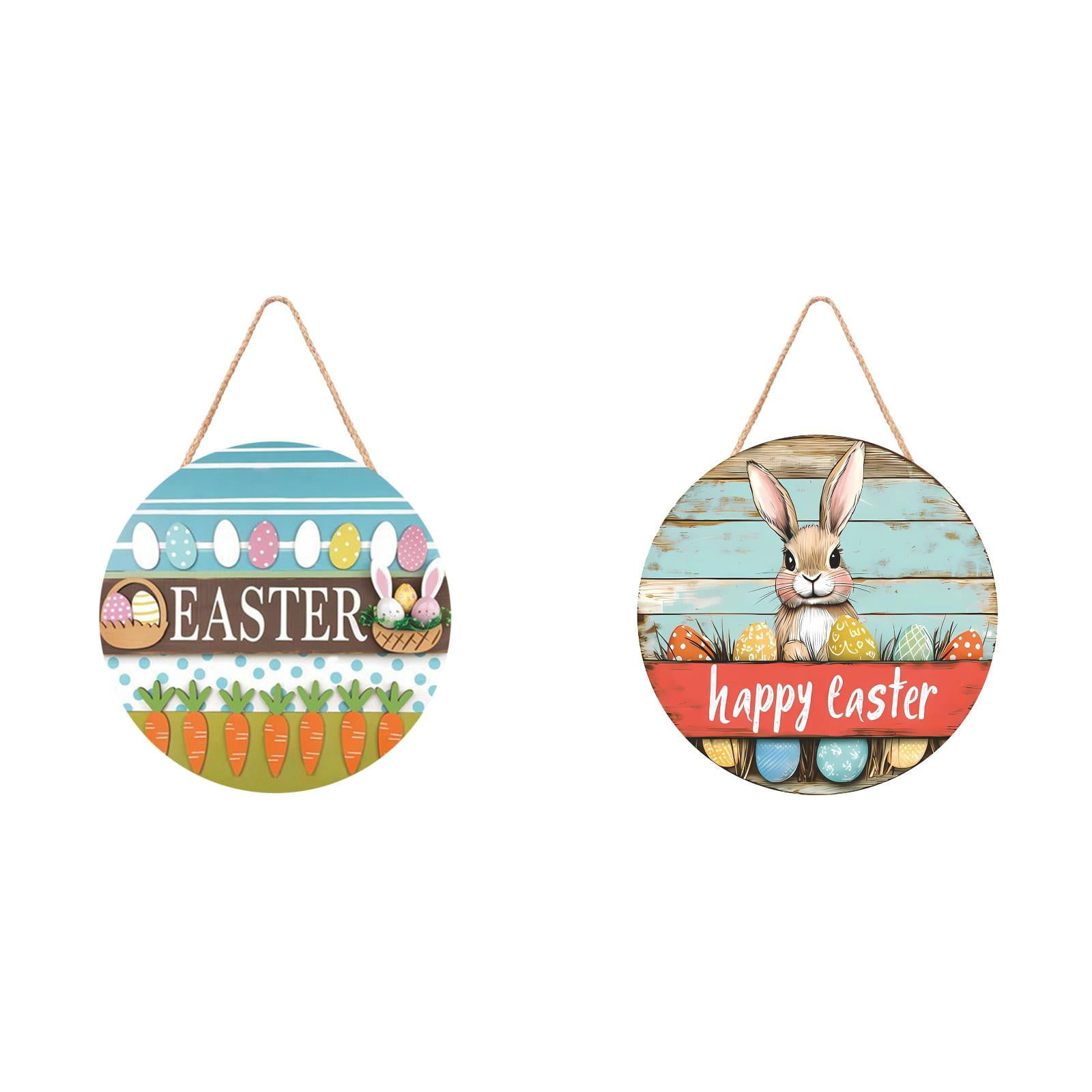 Easter Wooden Hanging Sign for Front Door Decor Bunny Rabbit Wood Door ...