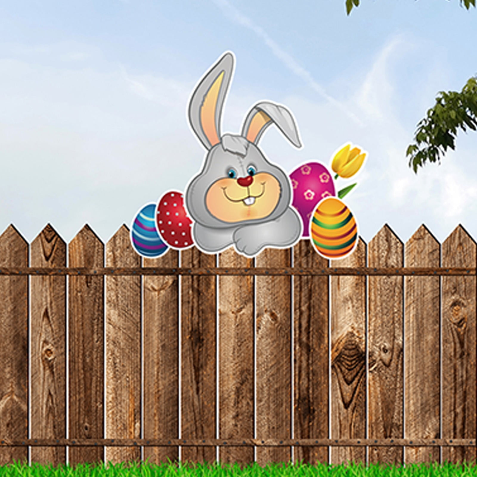 Easter Wooden Hanging Sign Wooden Wall Stickers Bunny Eggs Outdoor ...