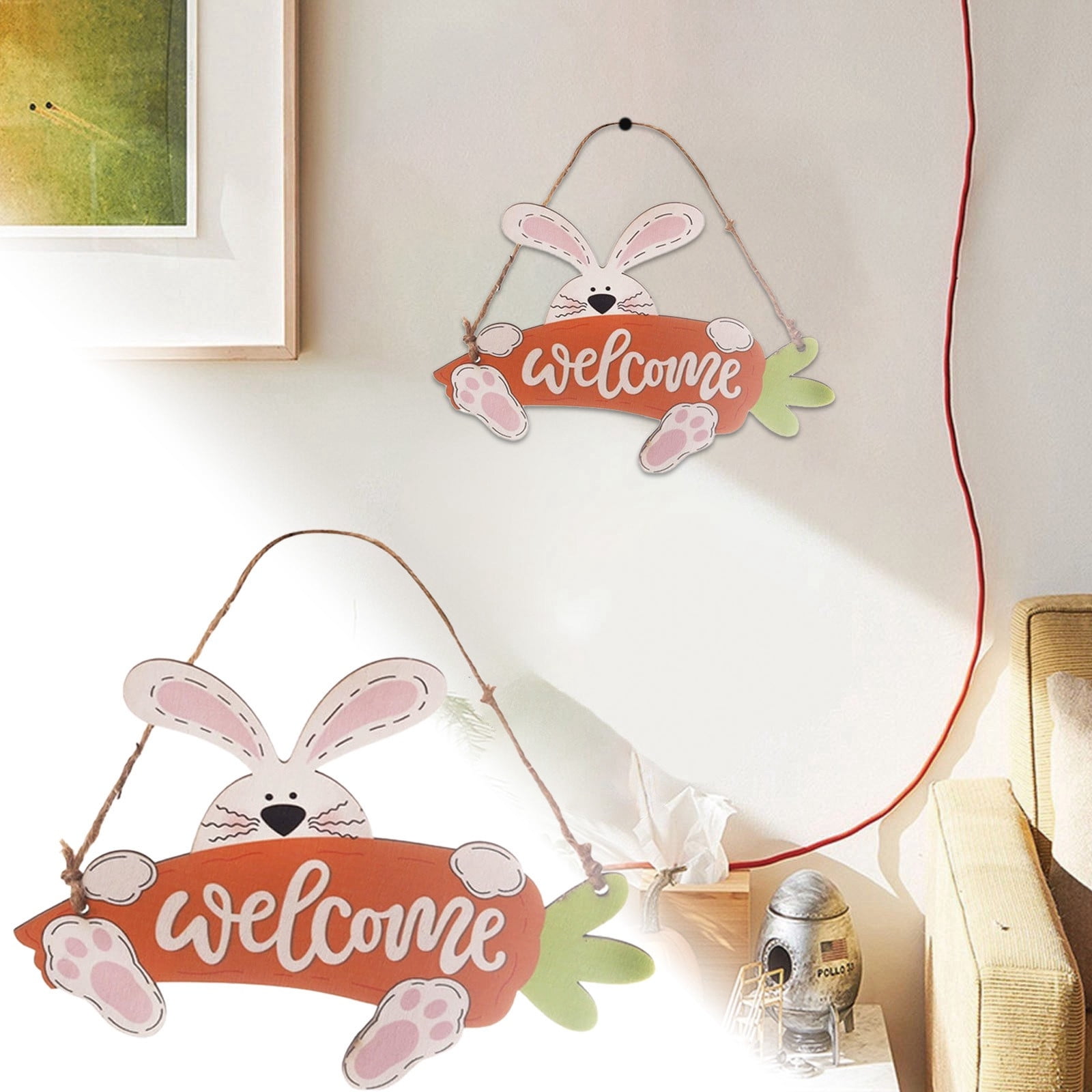 Easter Wooden Letter Sign Featuring Cute Cartoon Bunny Design Ideal for ...