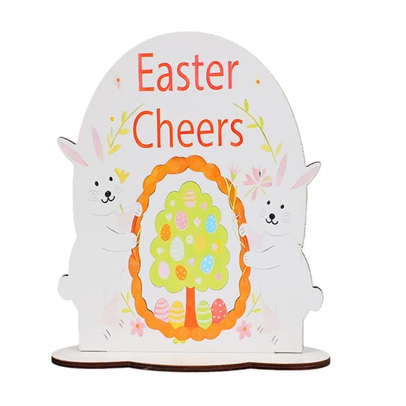 Easter Wooden Rabbit Egg Ornament, Rustic Desktop Decoration for Spring ...