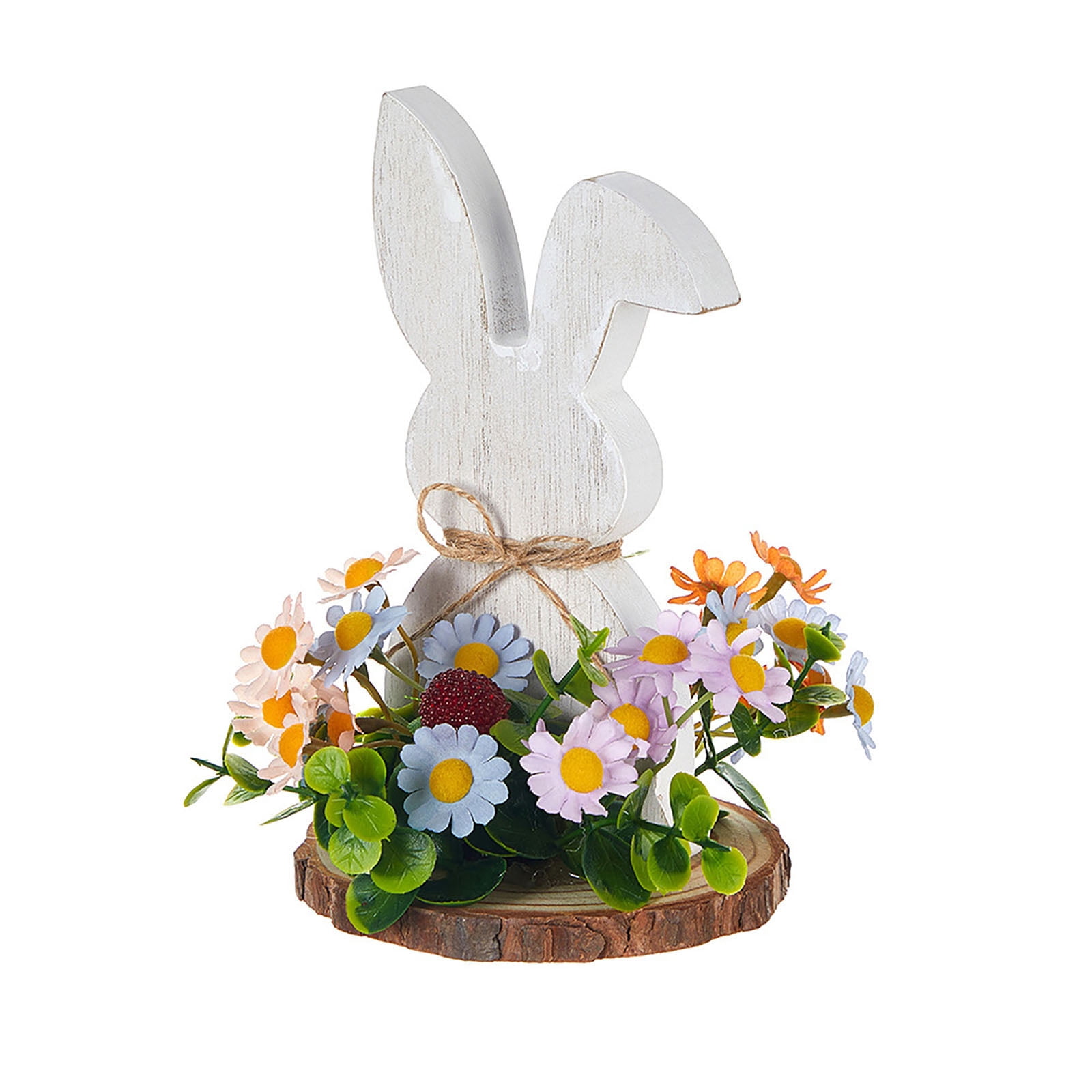 Easter Wooden Rabbit Figurine with Realistic Eggs and Artificial ...