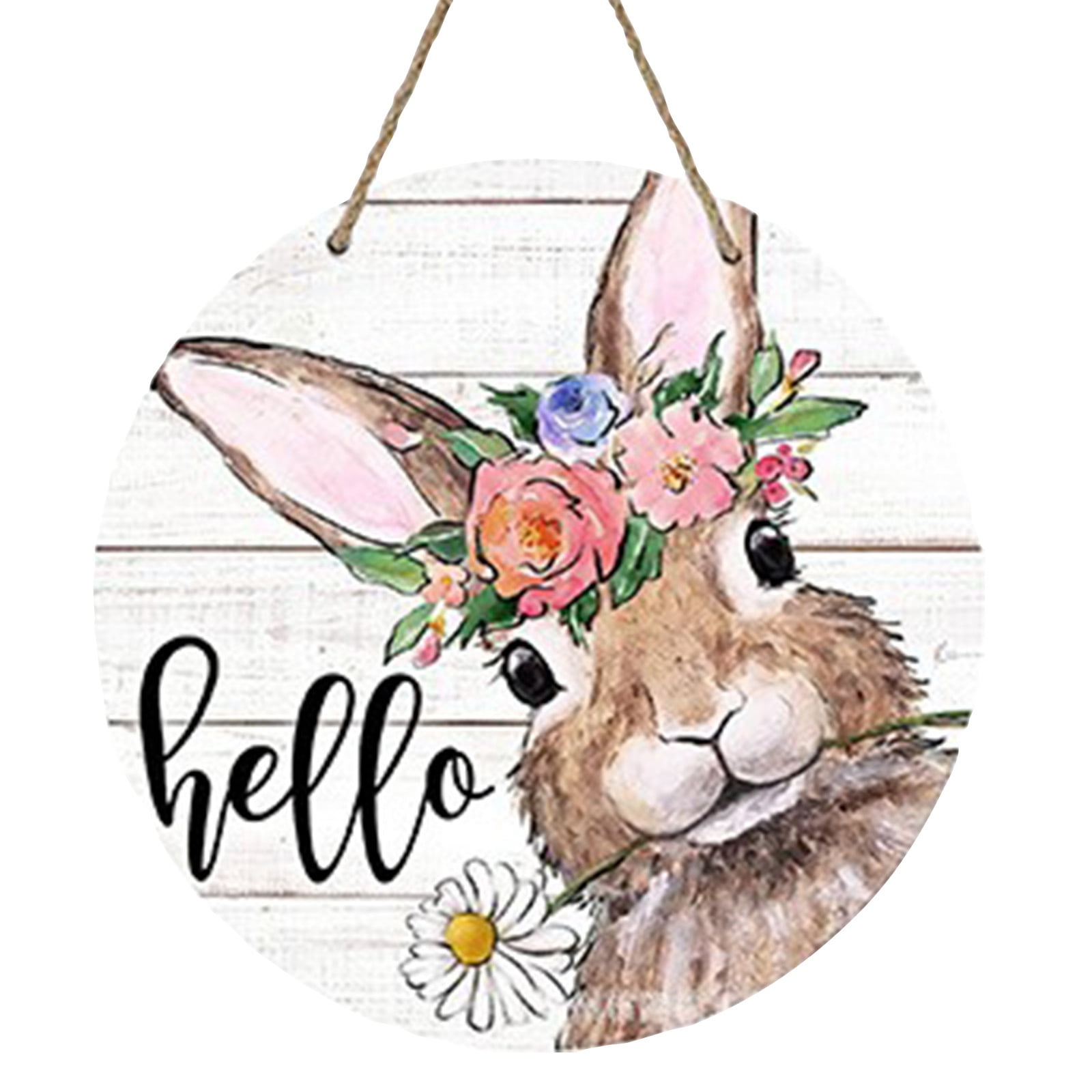Easter Wooden Sign Hanging Welcome Door Plaque 20*20Cm Round Wooden ...