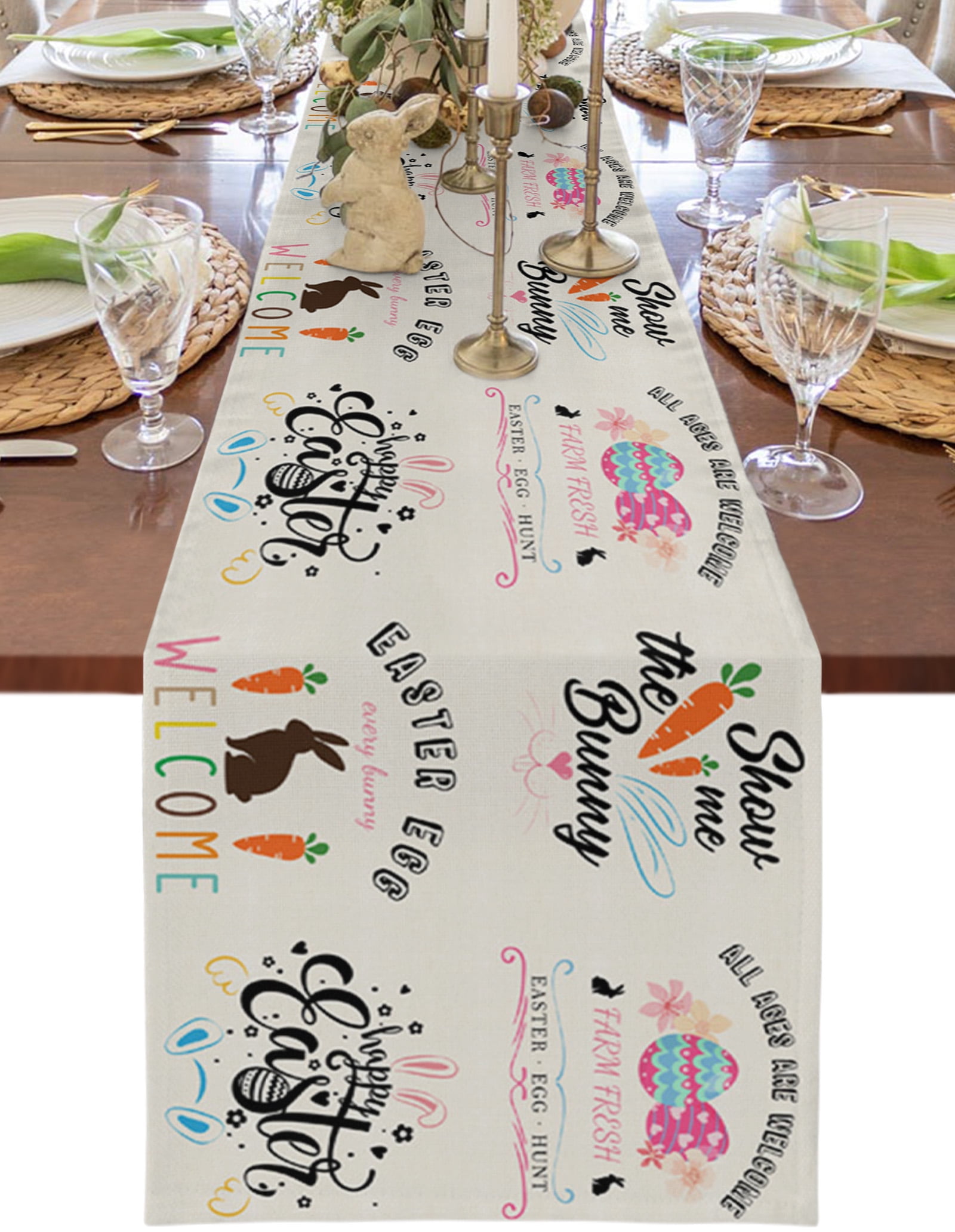 Easter Woodgrain Radish Table Runner Wedding r Table Cover Modern ...