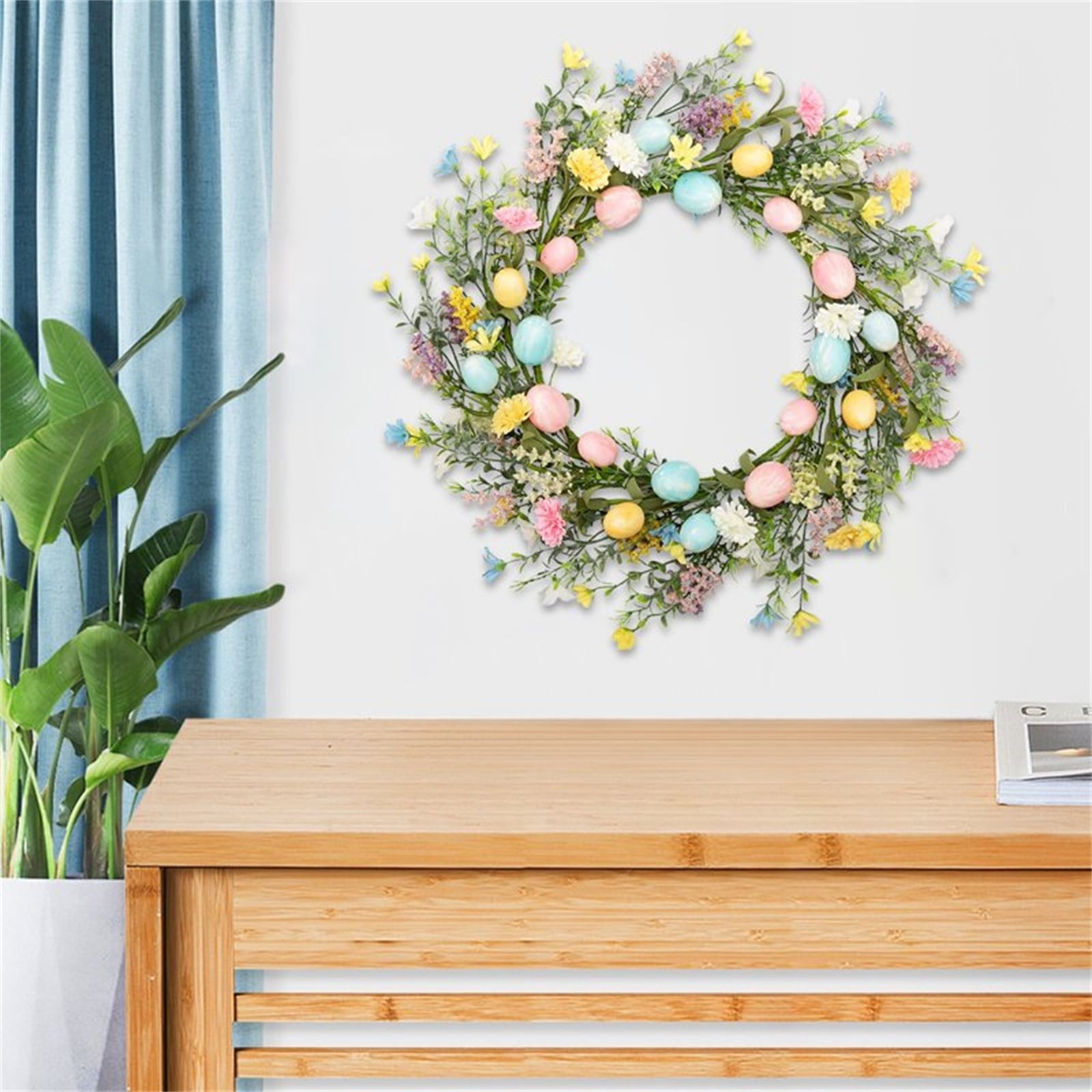 Easter Wreath 20'' Artificial Berry Wreath With Easter Eggs For Front ...