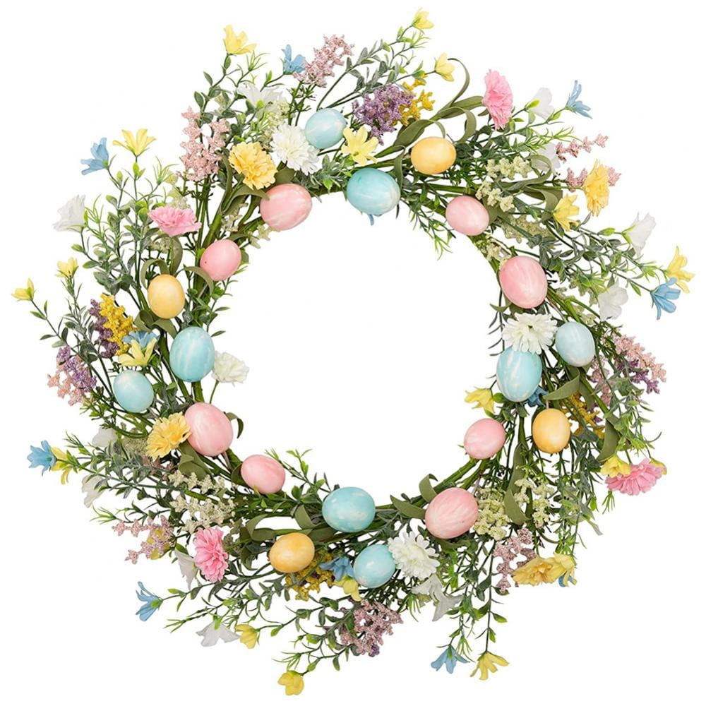 Easter Wreath Artificial Easter Egg Wreath for Front Door Easter Door ...