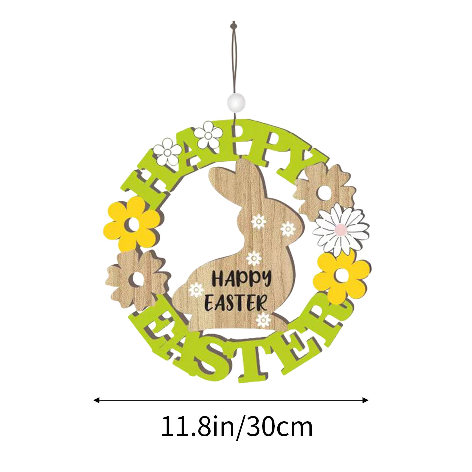 Easter Wreath Decorations for Front Door Outdoor, 12 inch 3D Wooden ...