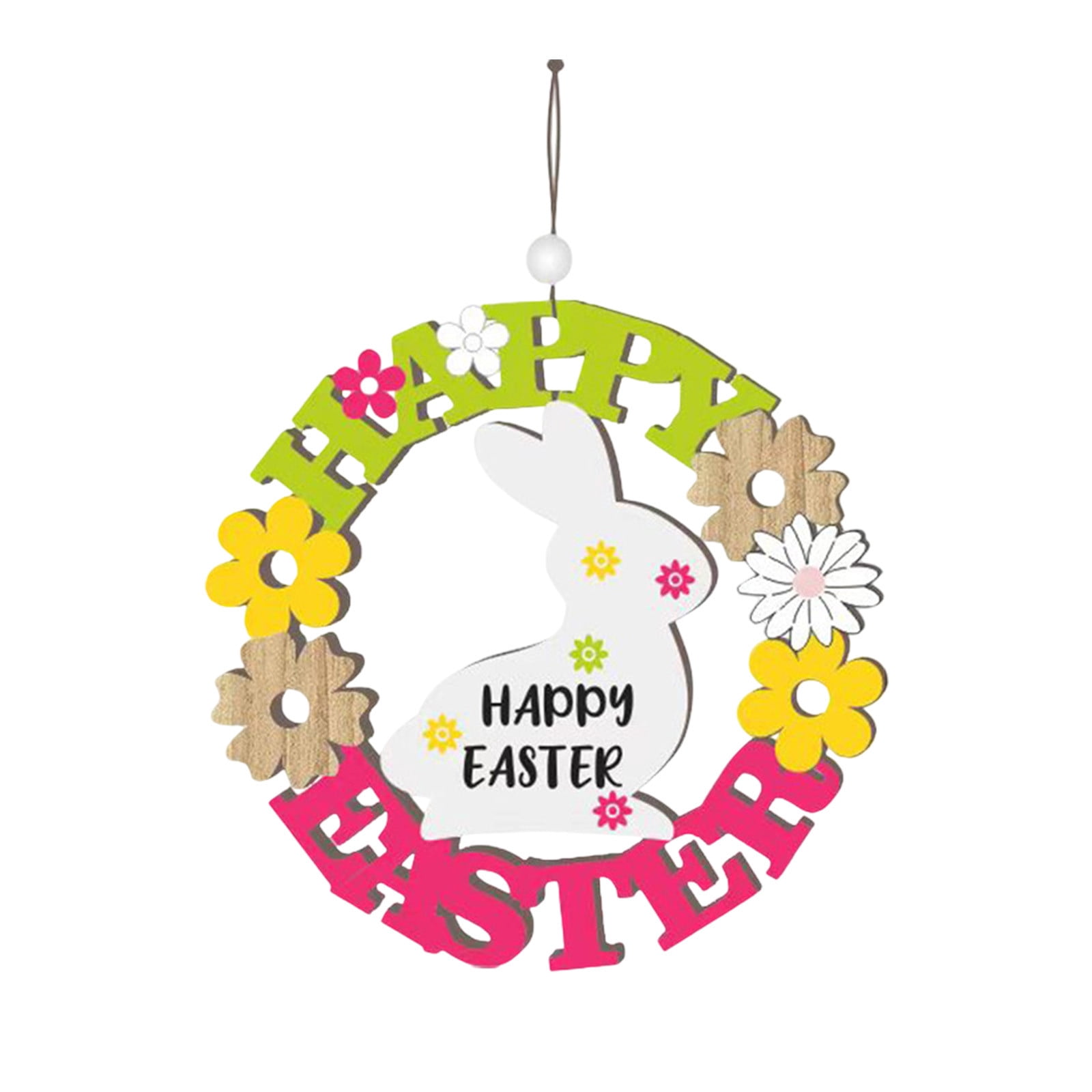 Easter Wreath Decorations for Front Door Outdoor, 12 inch 3D Wooden ...