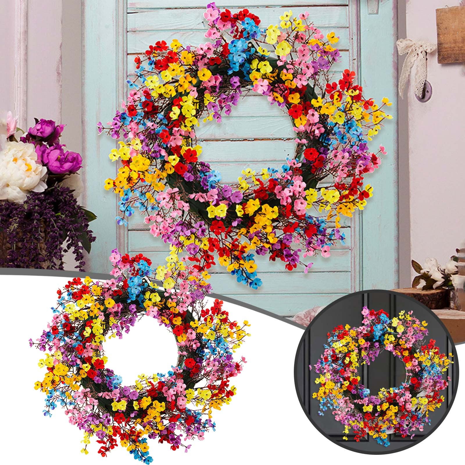 Easter Wreath - St Patrick'S Day Summer Colorful Flower Ring Spring ...