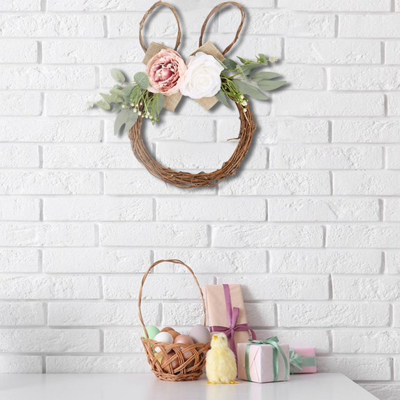 Easter Wreath With White Rose & Willow Branches, Simulation Floral ...