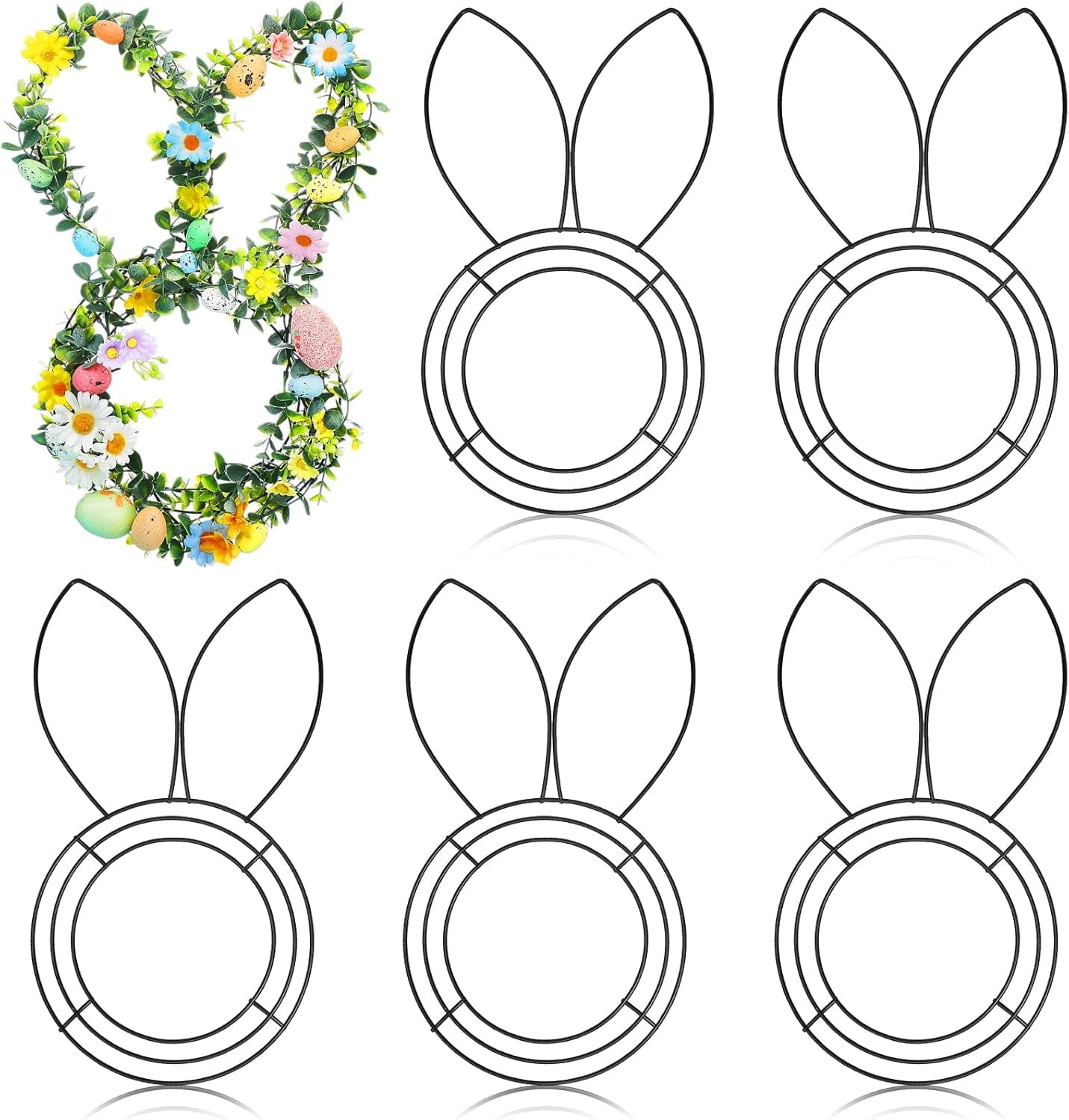 Easter Wreaths 6 Pcs Easter Rabbit Wreath Metal Frame Wire Form Floral ...