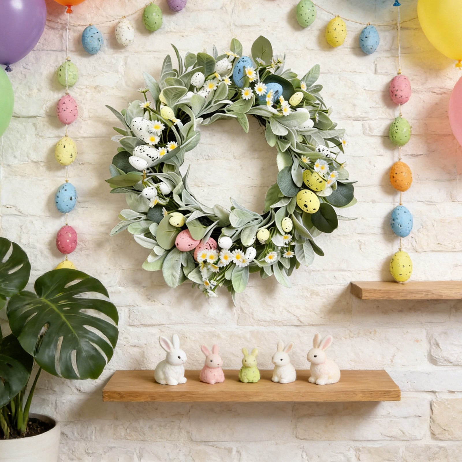Easter Wreaths Artificial for Front Door, 15.7 Inch Egg Wreath with ...