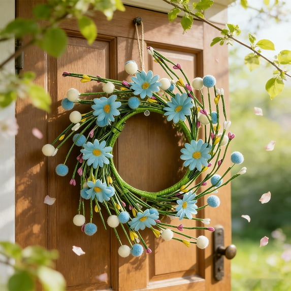 Easter Wreaths for Front Door, 11.8 Inch Artificial Easter Pink Egg ...