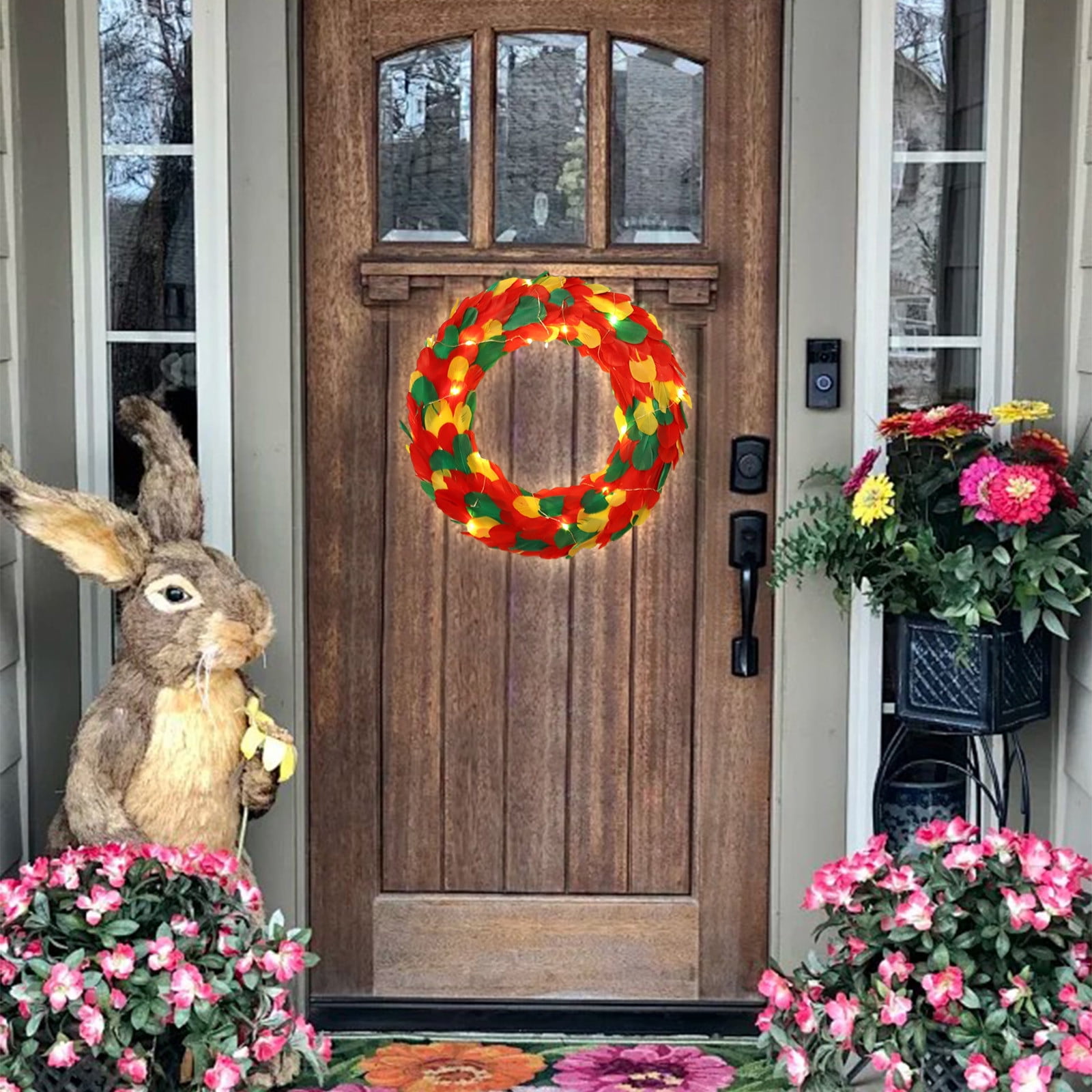 Easter Wreaths for Front Door,Happy Easter Floral Garland,Easter ...