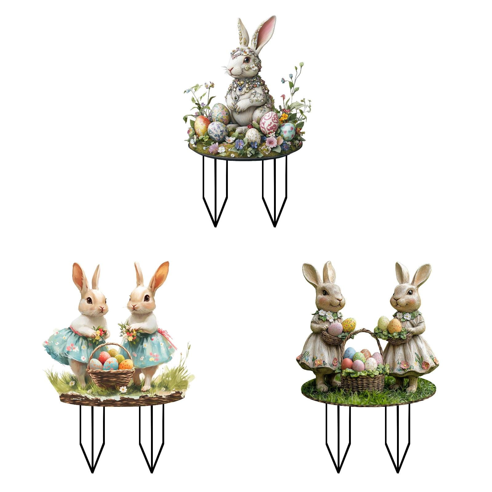 Easter Yard Signs with Stakes Colorful Rabbit and Animal Egg 2d Acrylic ...