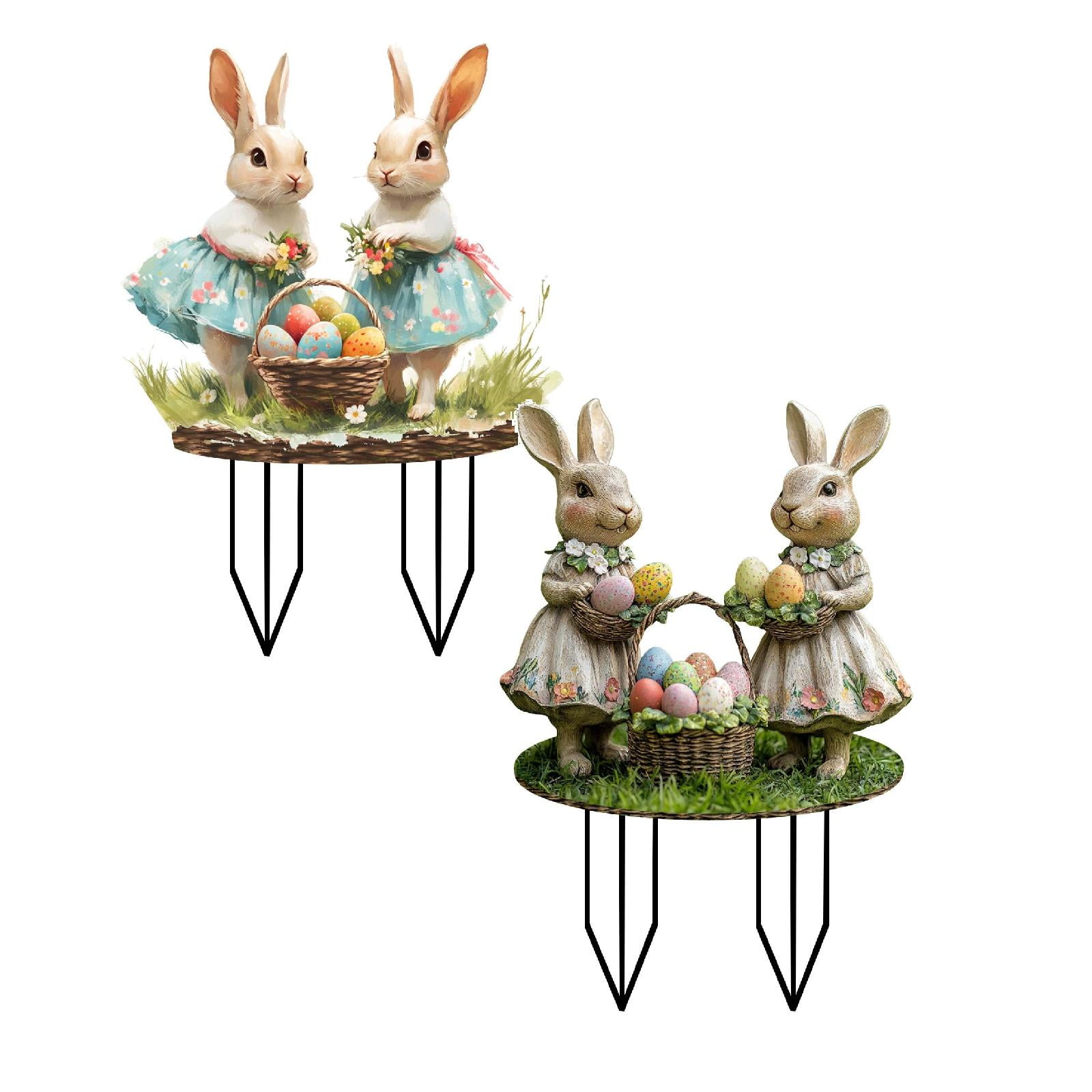 Easter Yard Signs with Stakes Colorful Rabbit and Animal Egg 2d Acrylic ...