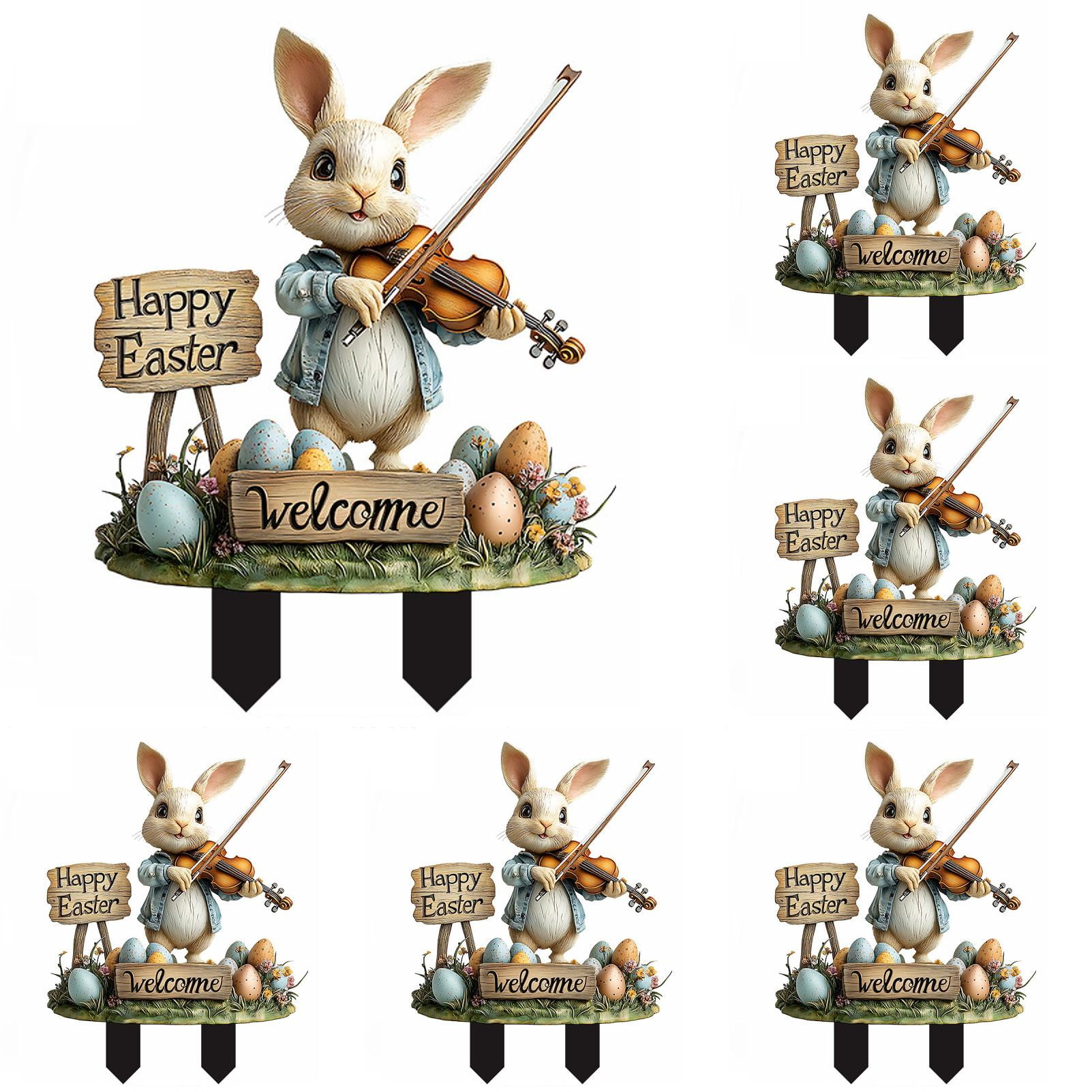 Easter Yard Stakes,2D Acrylic Spring Bunny Egg Signs for Garden ...