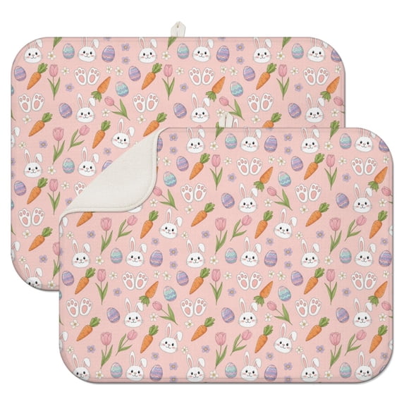 Easter and Bunny Paws Pink Pattern Dish Drying Mat 1 Pack, Ultra ...