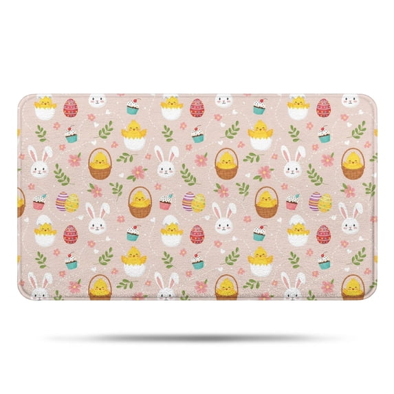 Easter and Chicks Light Pink Pattern Non-Slip Microfiber Bathroom Rug ...