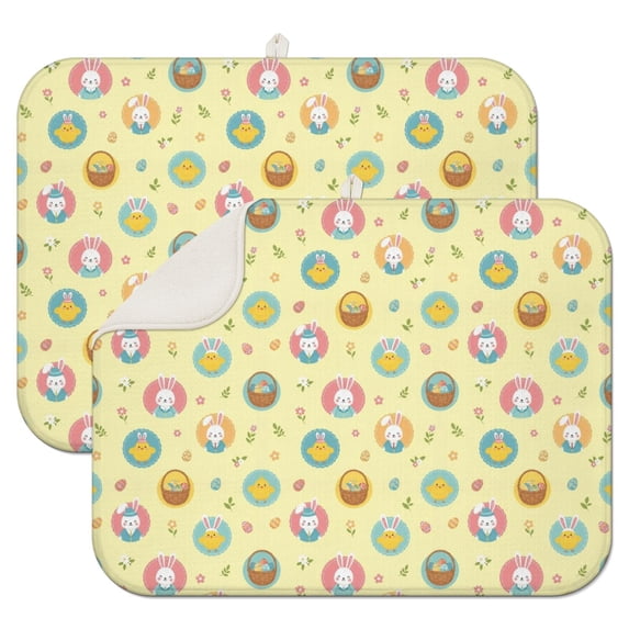 Easter and Chicks Yellow Pattern Dish Drying Mat 1 Pack, Ultra ...