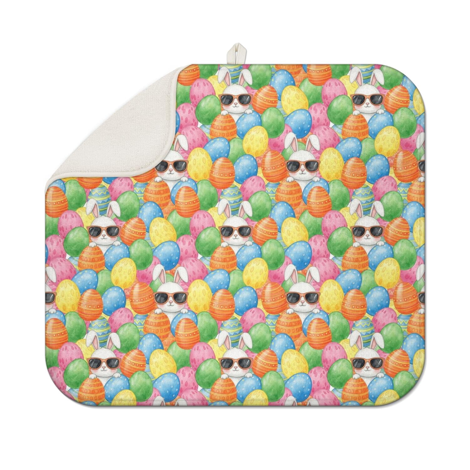 Easter and Cool Bunnies Multicolor Pattern Dish Drying Mat 1 Pack ...