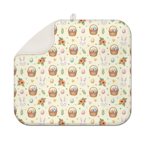Easter and Easter Baskets Cream Yellow Pattern Dish Drying Mat 1 Pack ...