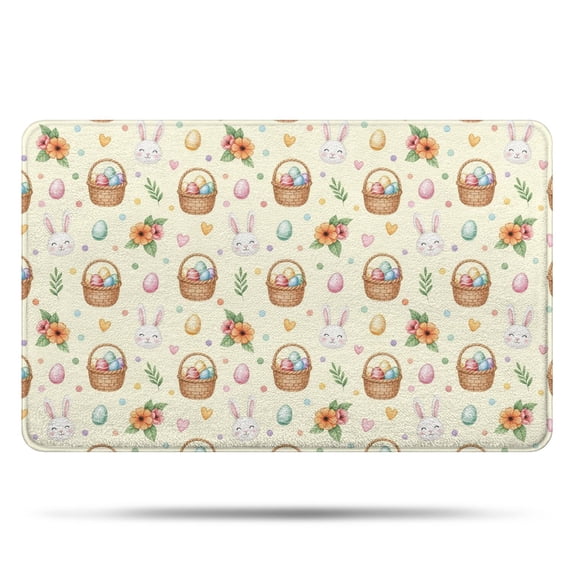 Easter and Easter Baskets Cream Yellow Pattern Non-Slip Microfiber ...