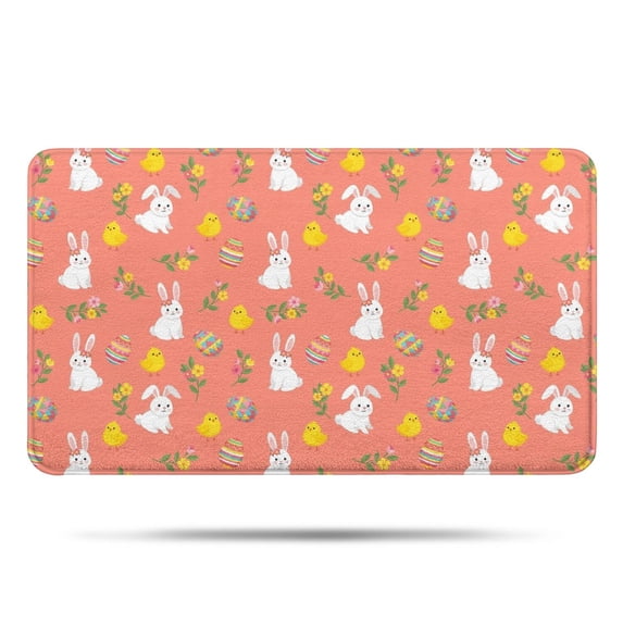 Easter and Eggs Coral Pattern Non-Slip Microfiber Bathroom Rug, Rubber ...