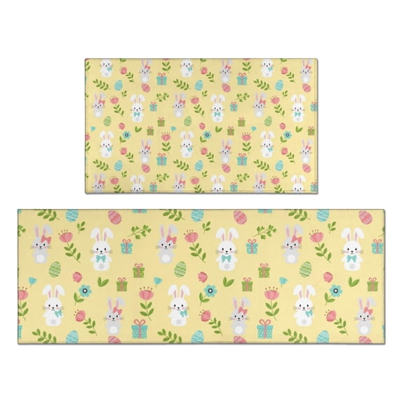 Easter and Gift Boxes Yellow Pattern Kitchen Rugs Set Of 2 (L-Shape ...