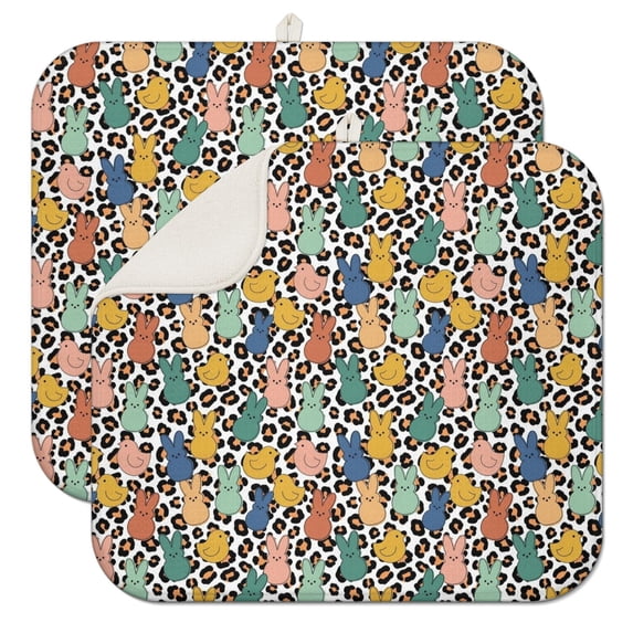 Easter and Leopard White Pattern Dish Drying Mat 1 Pack, Ultra ...