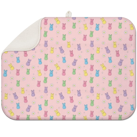 Easter and Mini Bunnies Light Pink Pattern Dish Drying Mat 1 Pack ...