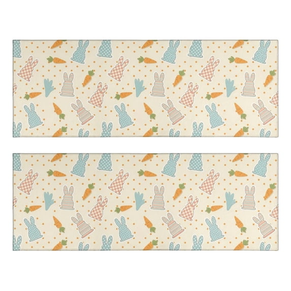 Easter and Polka Dots Cream Pattern Kitchen Rugs Set Of 2, 17"X47" Anti ...
