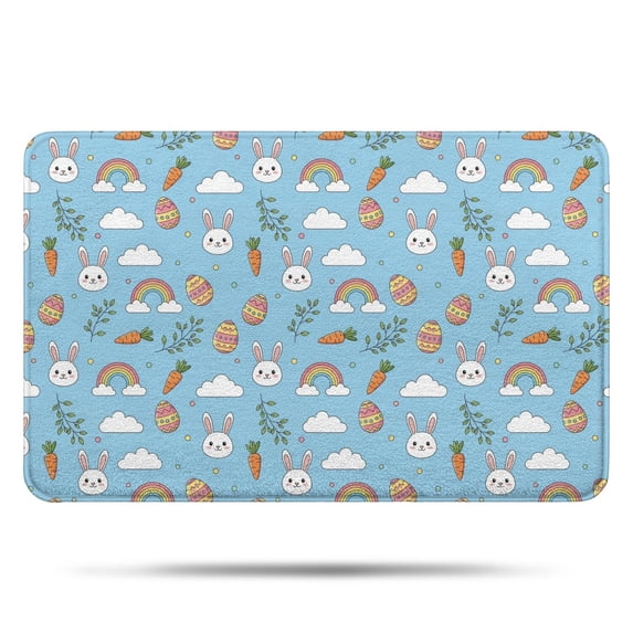 Easter and Rainbows Blue Pattern Non-Slip Microfiber Bathroom Rug ...