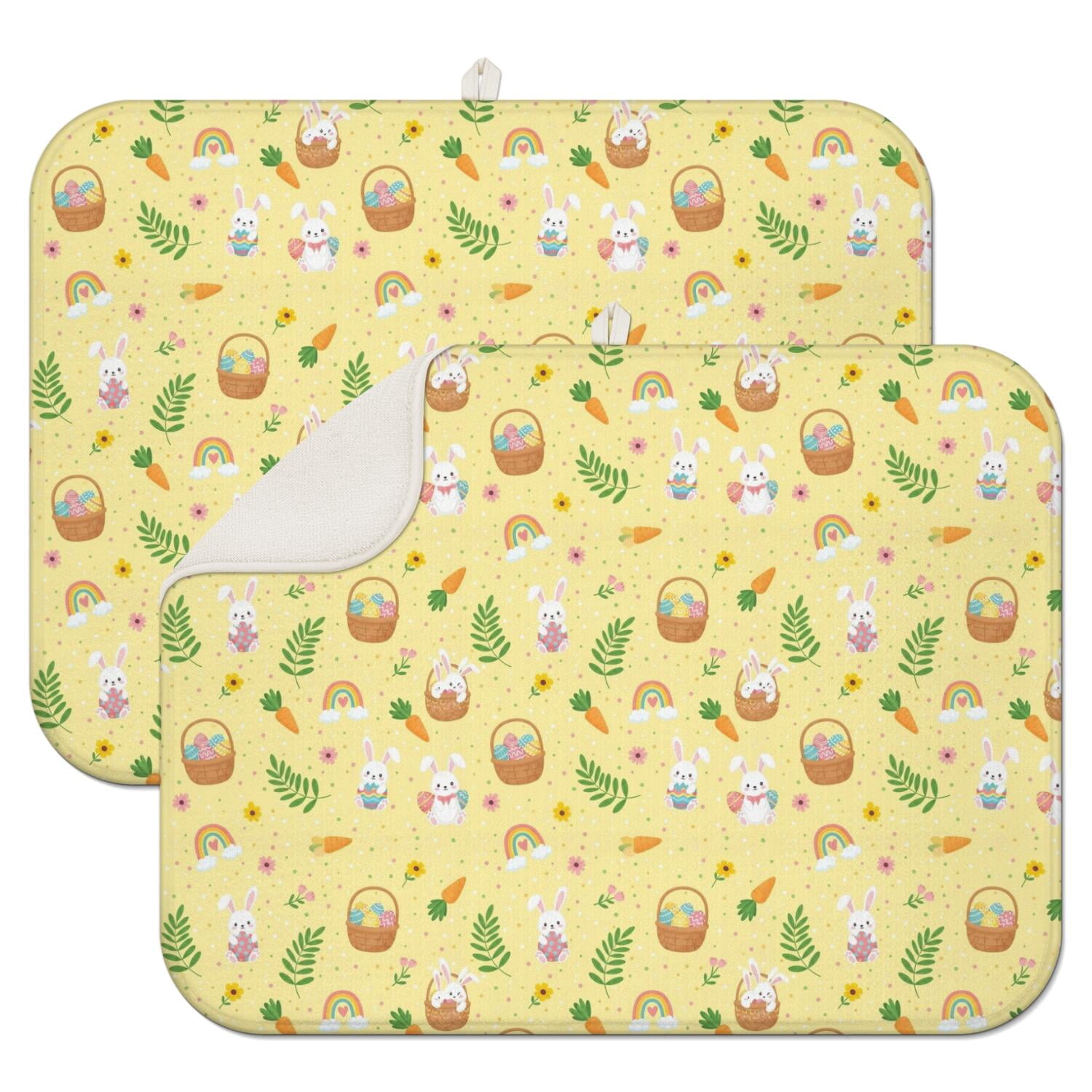 Easter and Rainbows Yellow Pattern Dish Drying Mat 1 Pack, Ultra ...