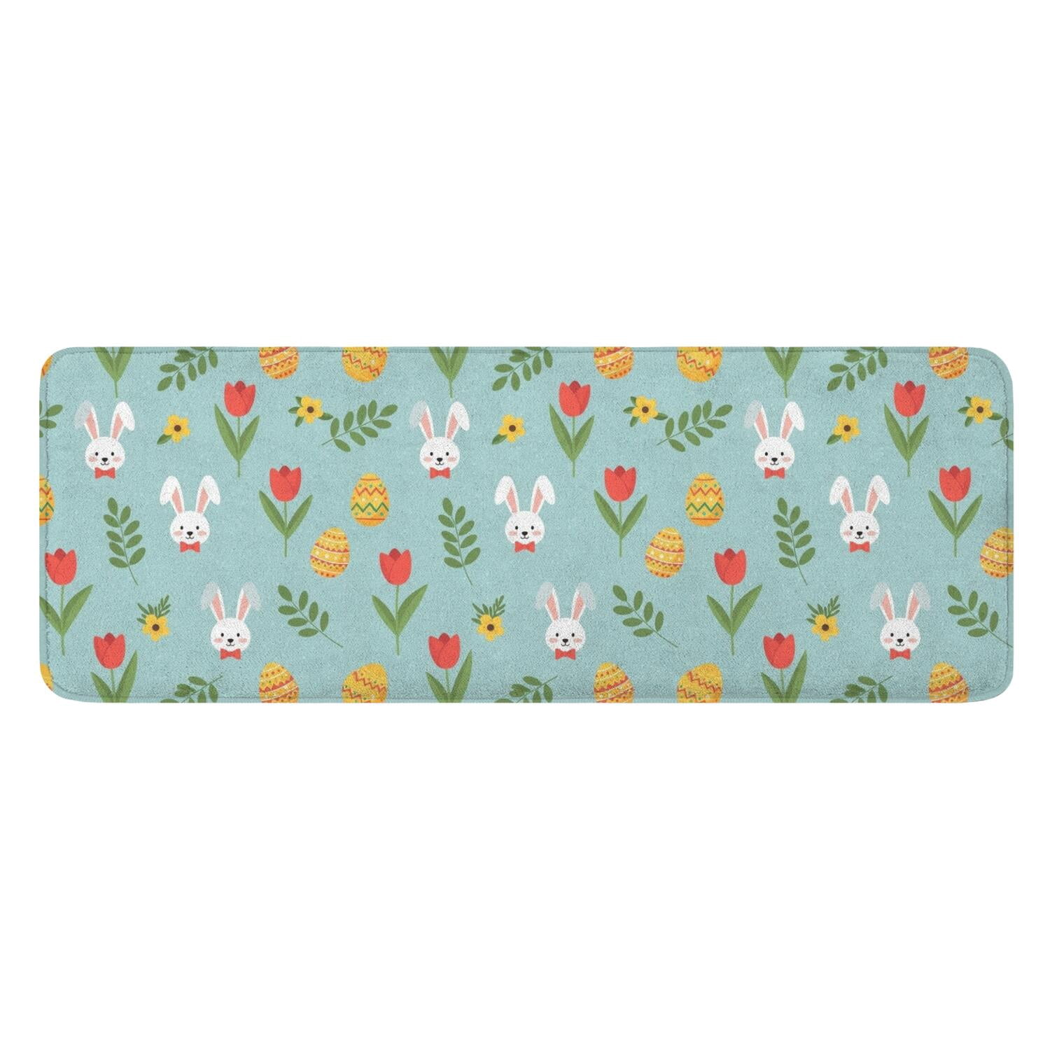 Easter and Tulips Light Blue Pattern Kitchen Runner Rug 17"X47", Non ...