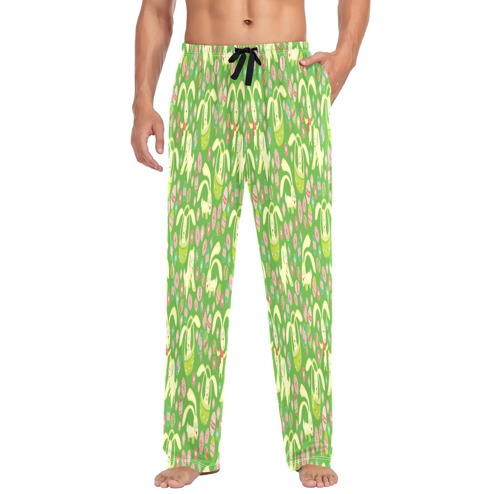Easter bunny green pattern background Men's Pajama Pants Ultra Bottoms ...